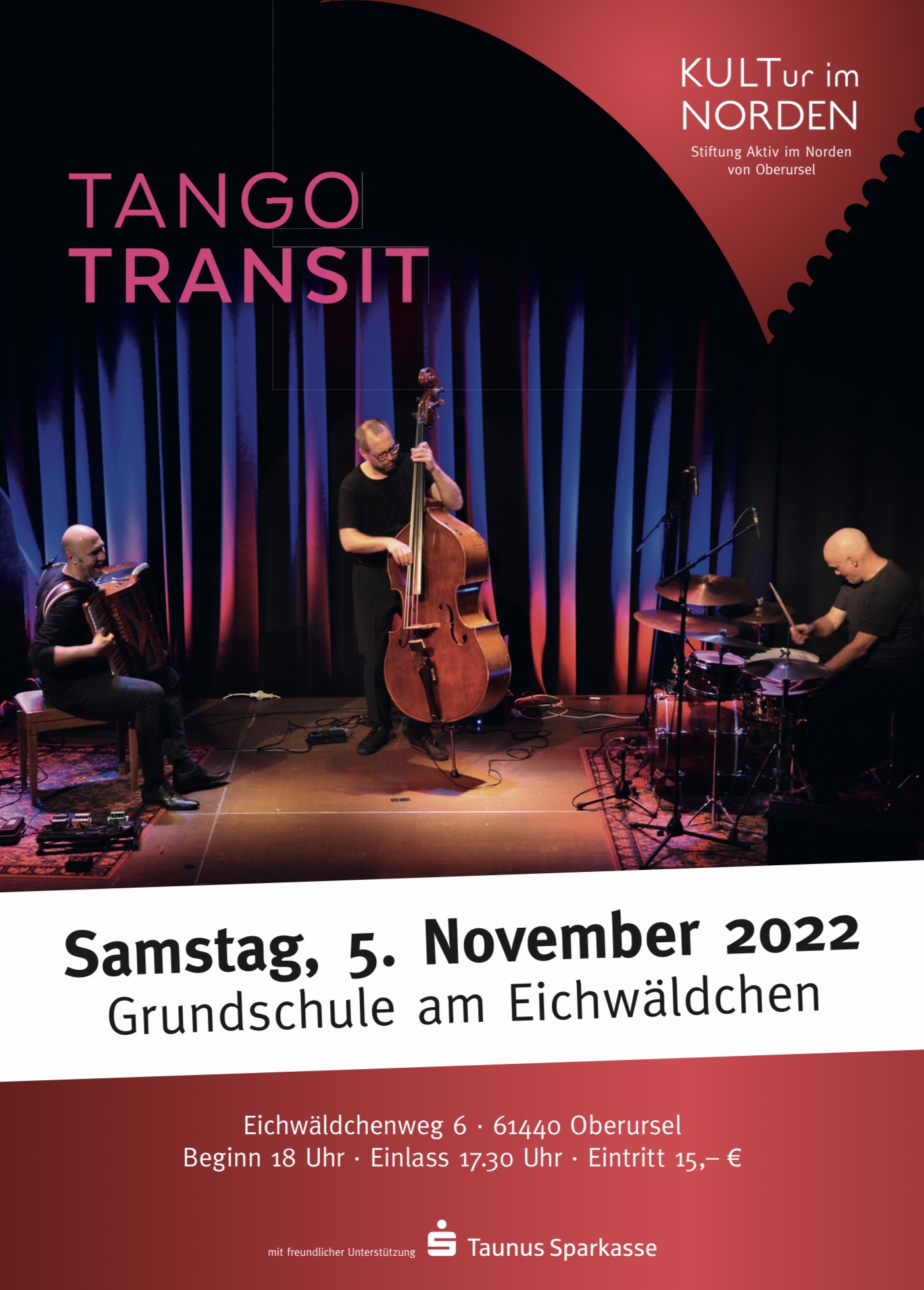 Konzert-Veranstaltung: Tango Transit am 5. November 2022 - Förderverein